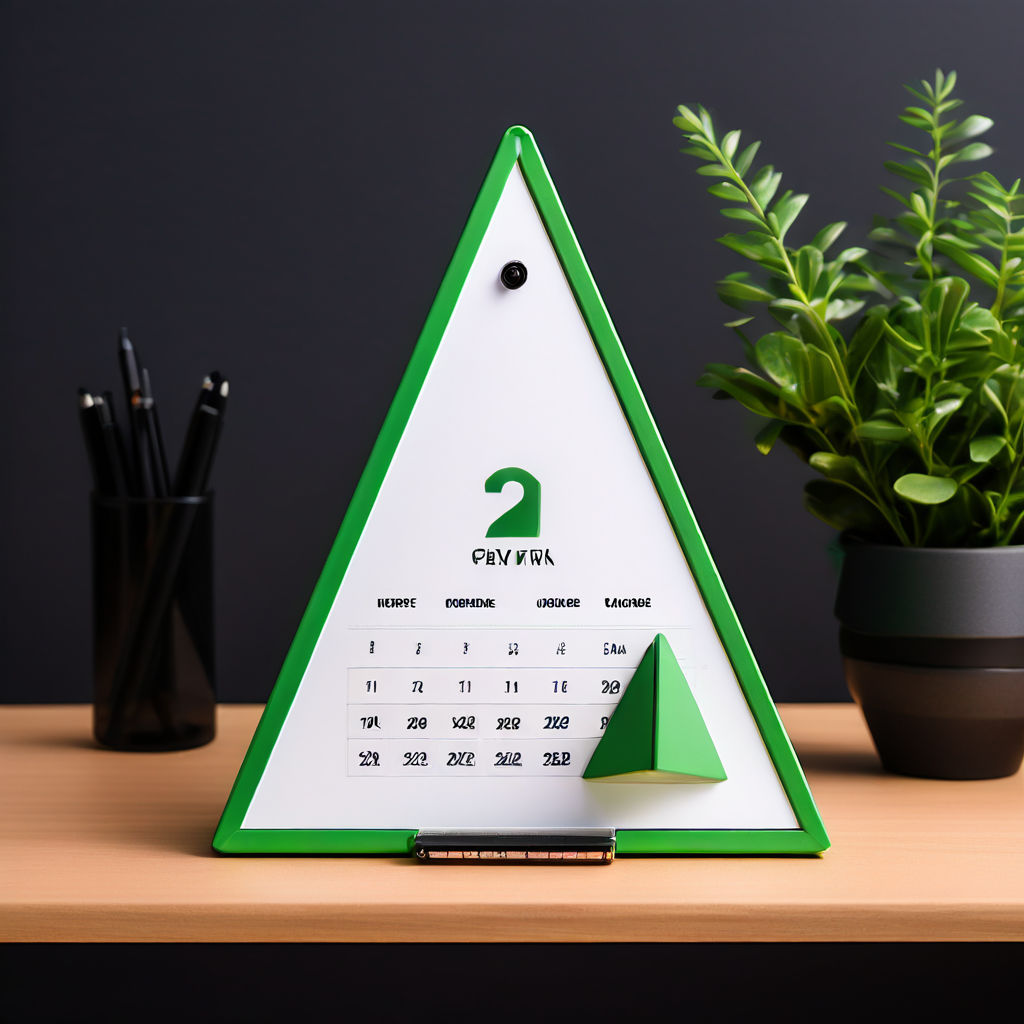 Triangular shaped desk office calendar with space for pencil... by ...