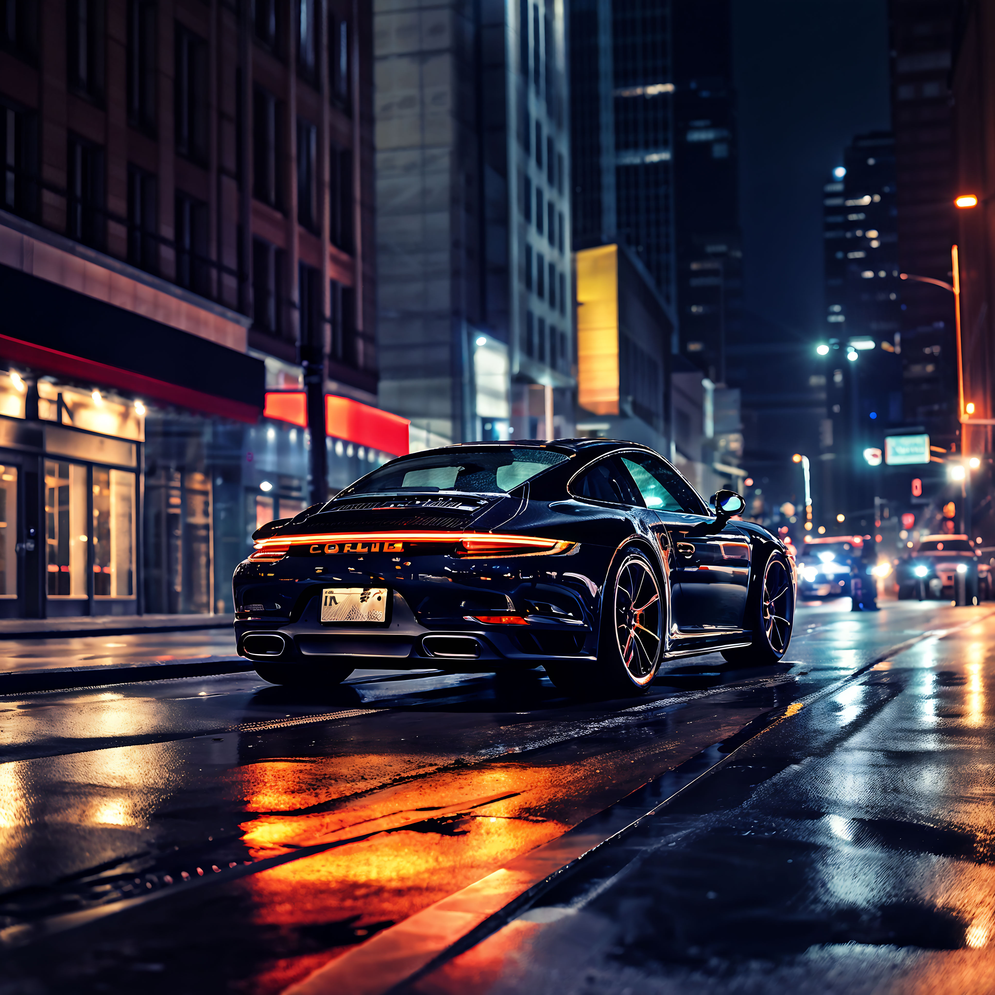 Cinematic photo Porsche 911 city street at night by 杜菁 - Playground