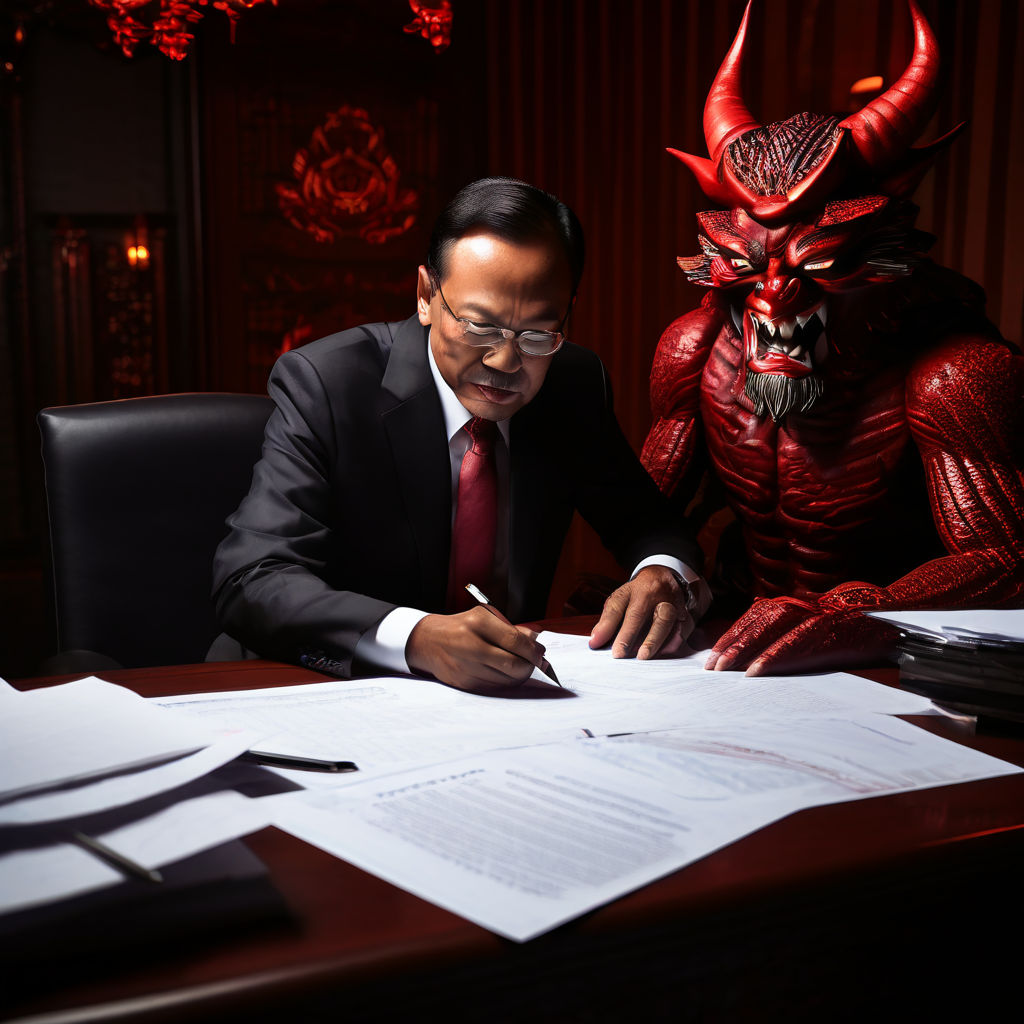 Anwar Ibrahim dealing with the devil and signing some papers... by ...