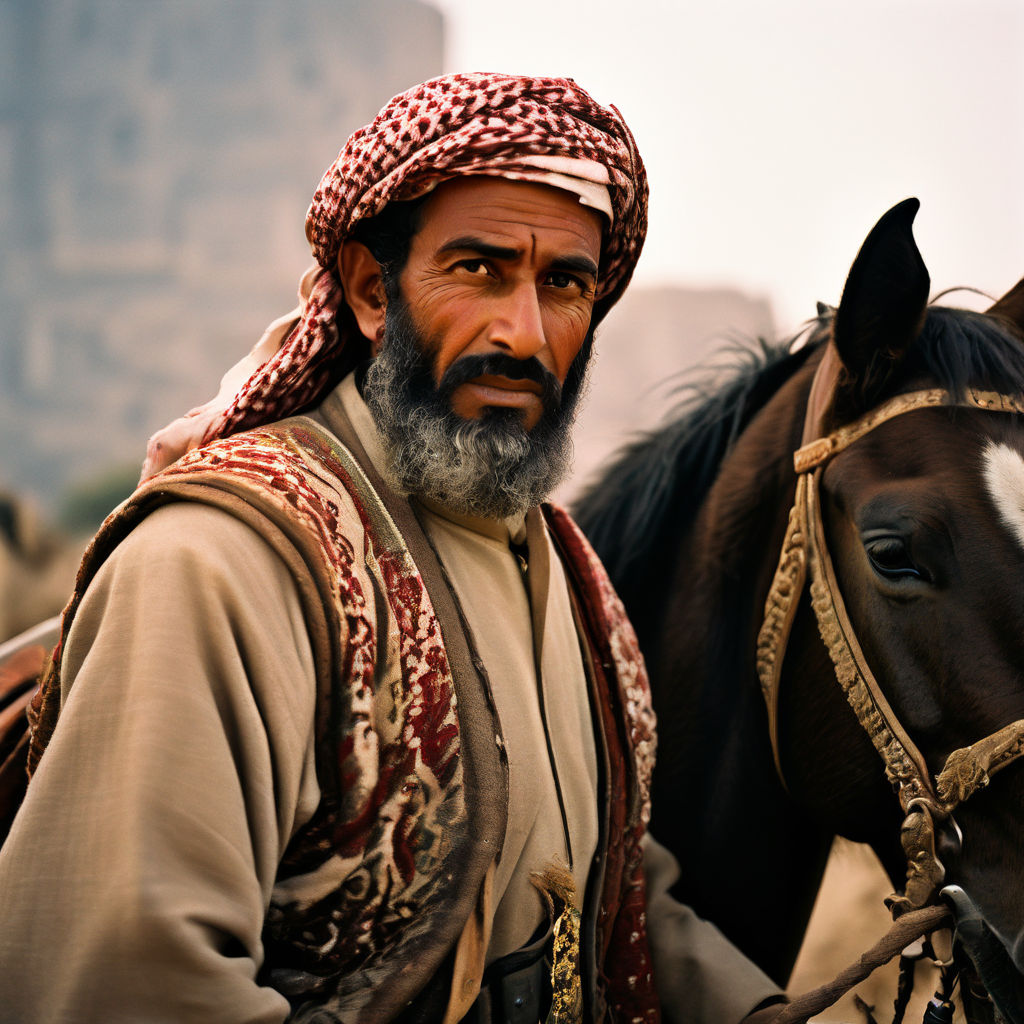 A portrait of a hamza the uncle of prophet Mohammad on a hor... by ...