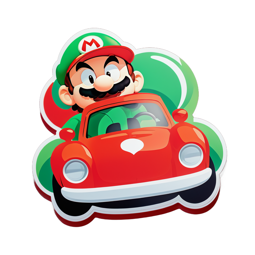 I made an AI sticker of Luigi driving a red car