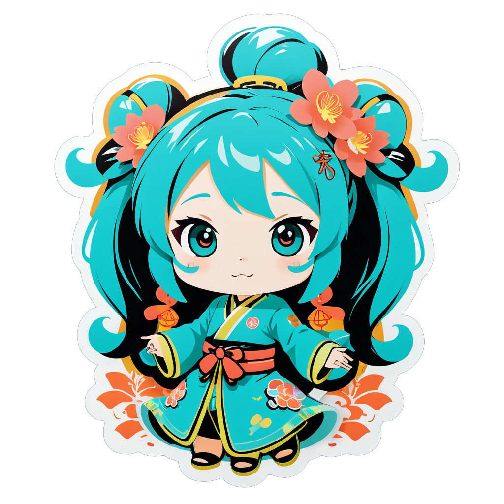 I made an AI sticker of Hatsune Miku with chinese style