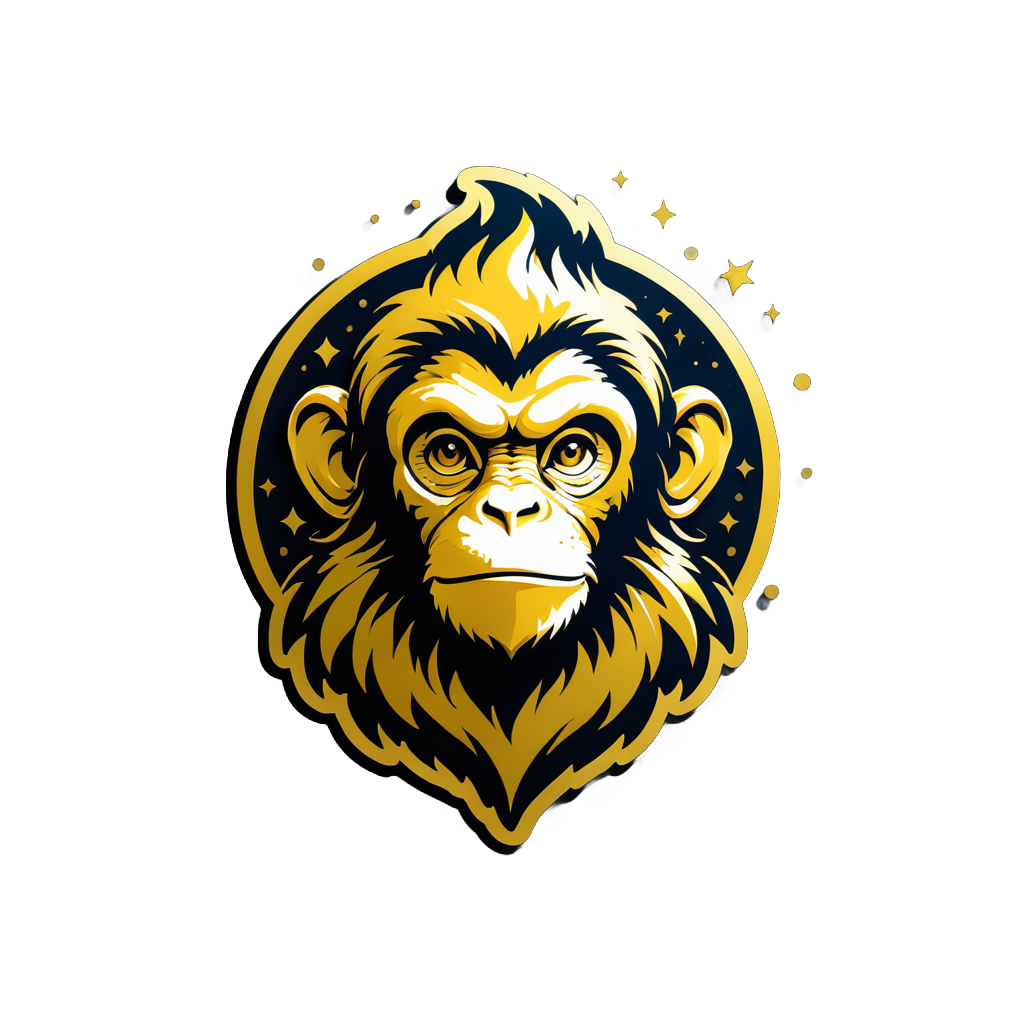I made an AI sticker of Monkey gold night
