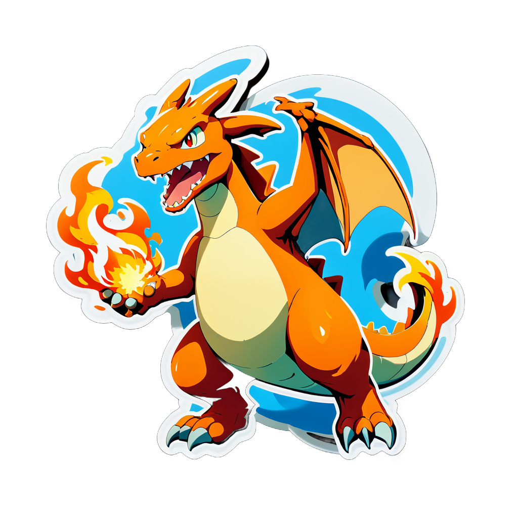 I made an AI sticker of charizard throwing fire