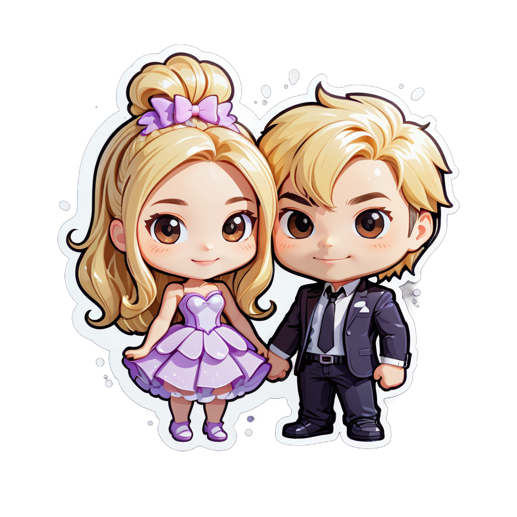 I made an AI sticker of chibi lovers (man and blonde woman)