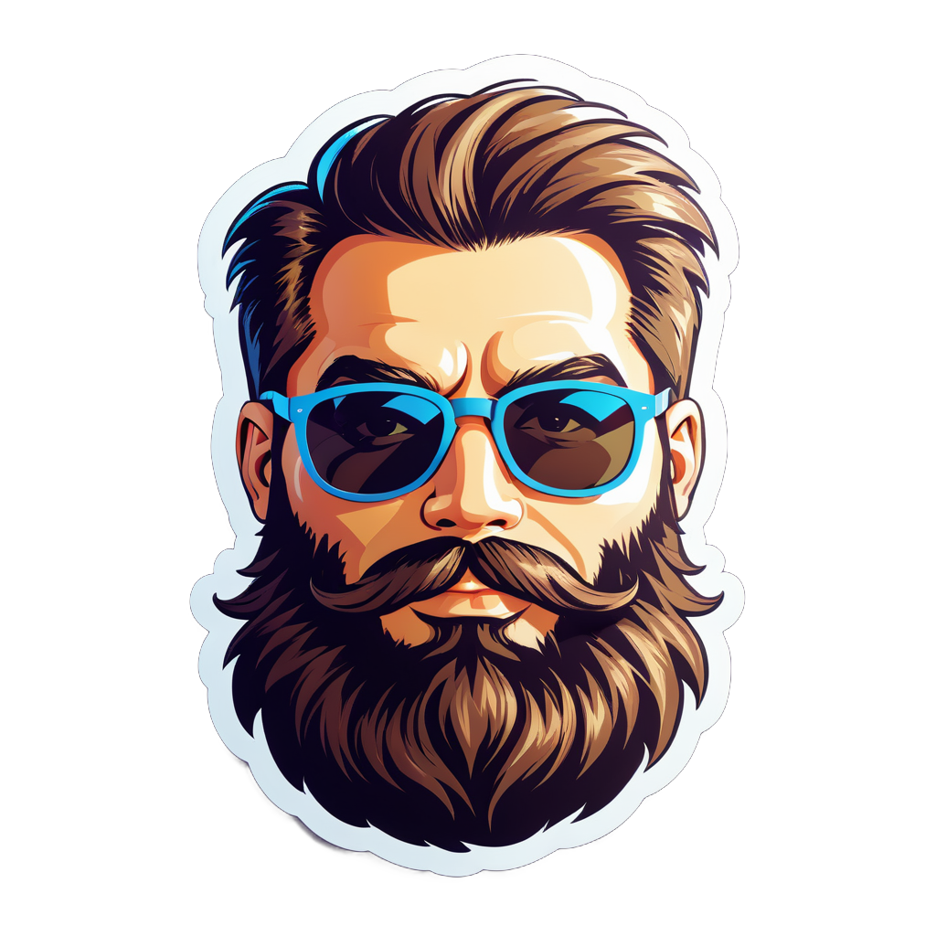 I made an AI sticker of A handsome man with a beard wearing sunglasses