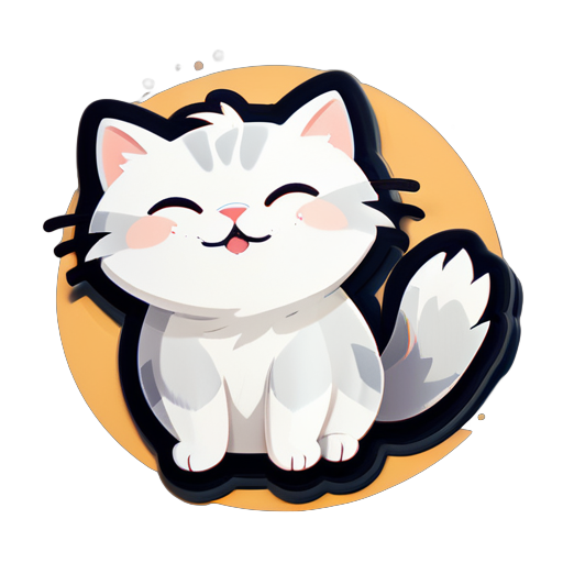 I made an AI sticker of A grey-and-white norvegian cat laying on the ...