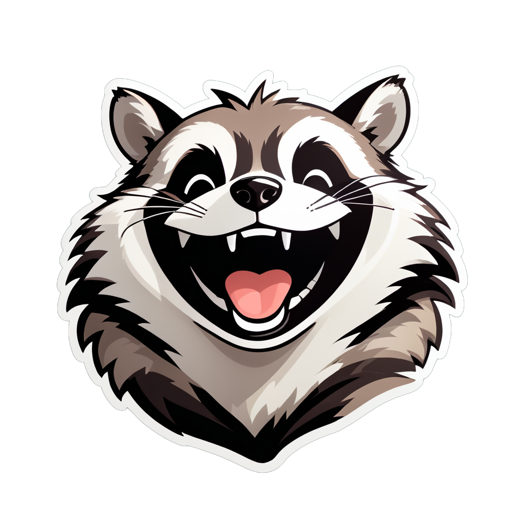 I made an AI sticker of laughing raccoon face
