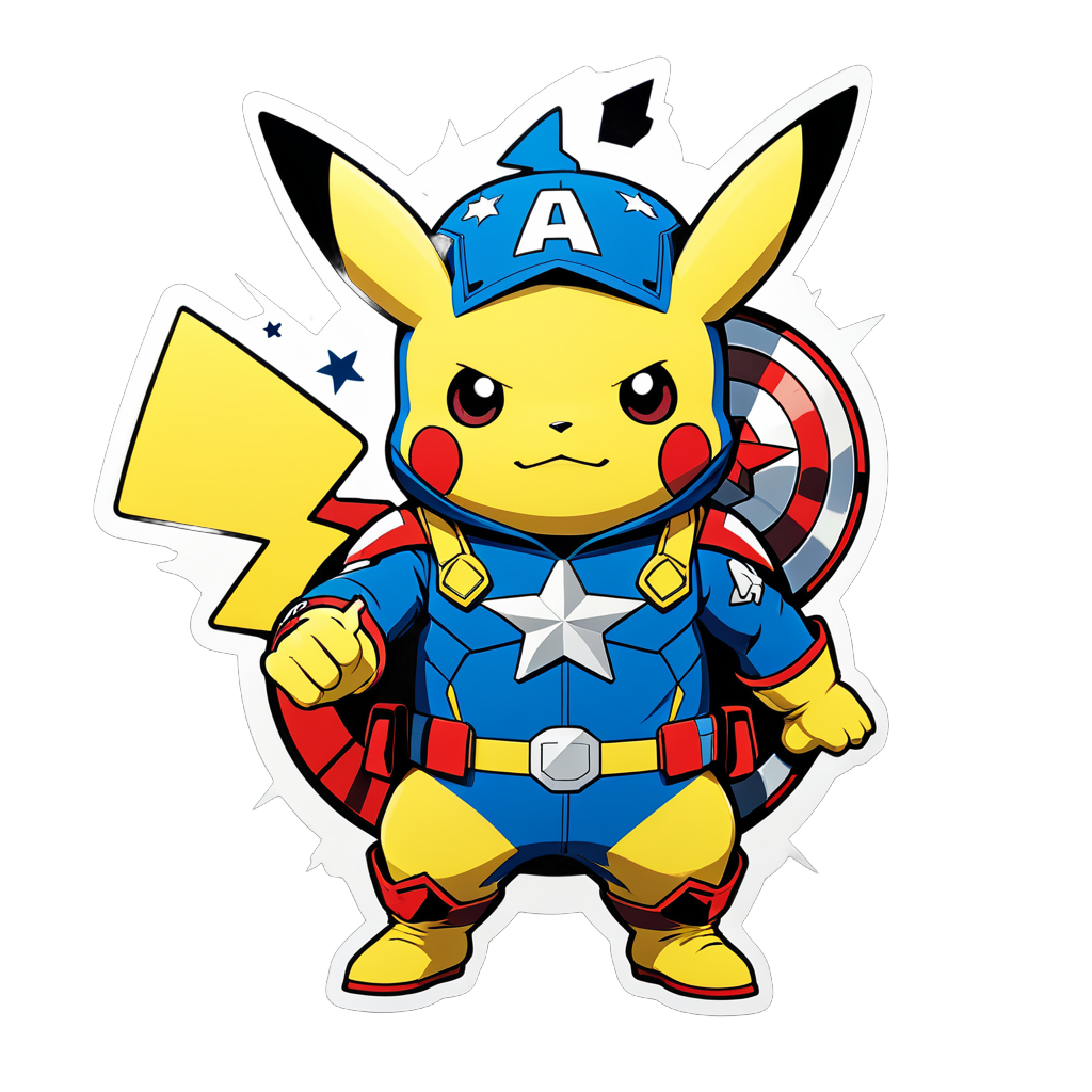 I made an AI sticker of pikachu in captain american's suit