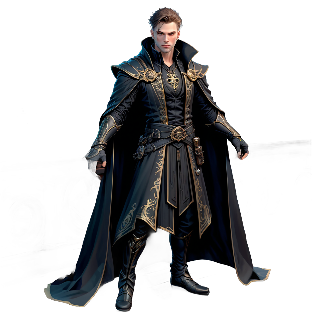 I made an AI sticker of Dramatic pale male rogue in black robes on a ...