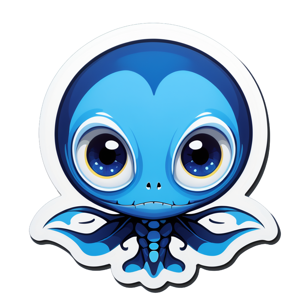 I made an AI sticker of Blue alien white eyes cross for pupils