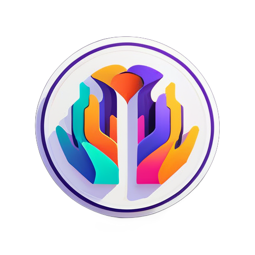 I made an AI sticker of Logo design , using materials from three hands ...