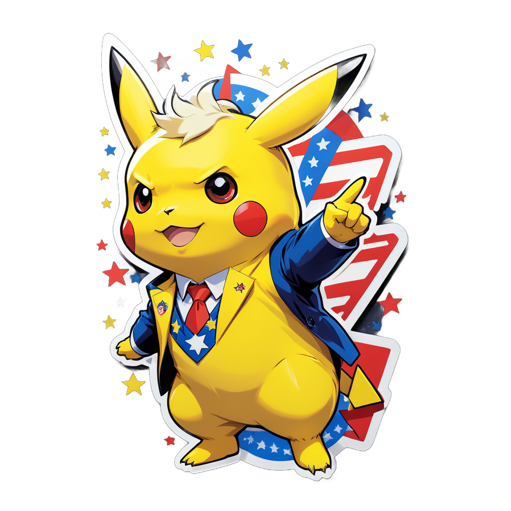 I made an AI sticker of pikachu as president of america