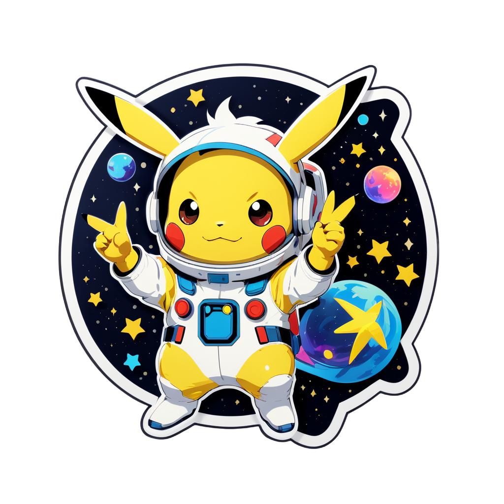 I made an AI sticker of pikachu in space suit