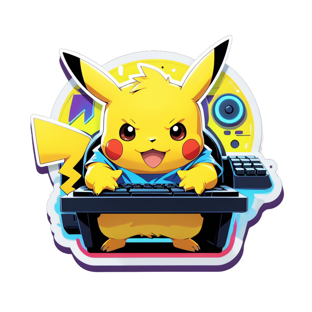 I made an AI sticker of pikachu typing in front of computer