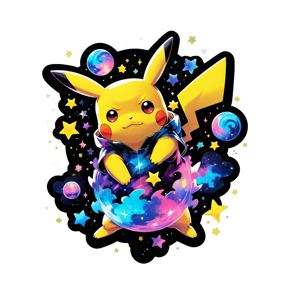 I made an AI sticker of pikachu has the galaxy in his mind