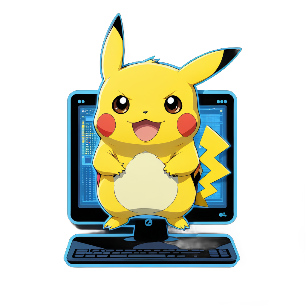 I Made An AI Sticker Of Pikachu Programming In Front Of A Screen