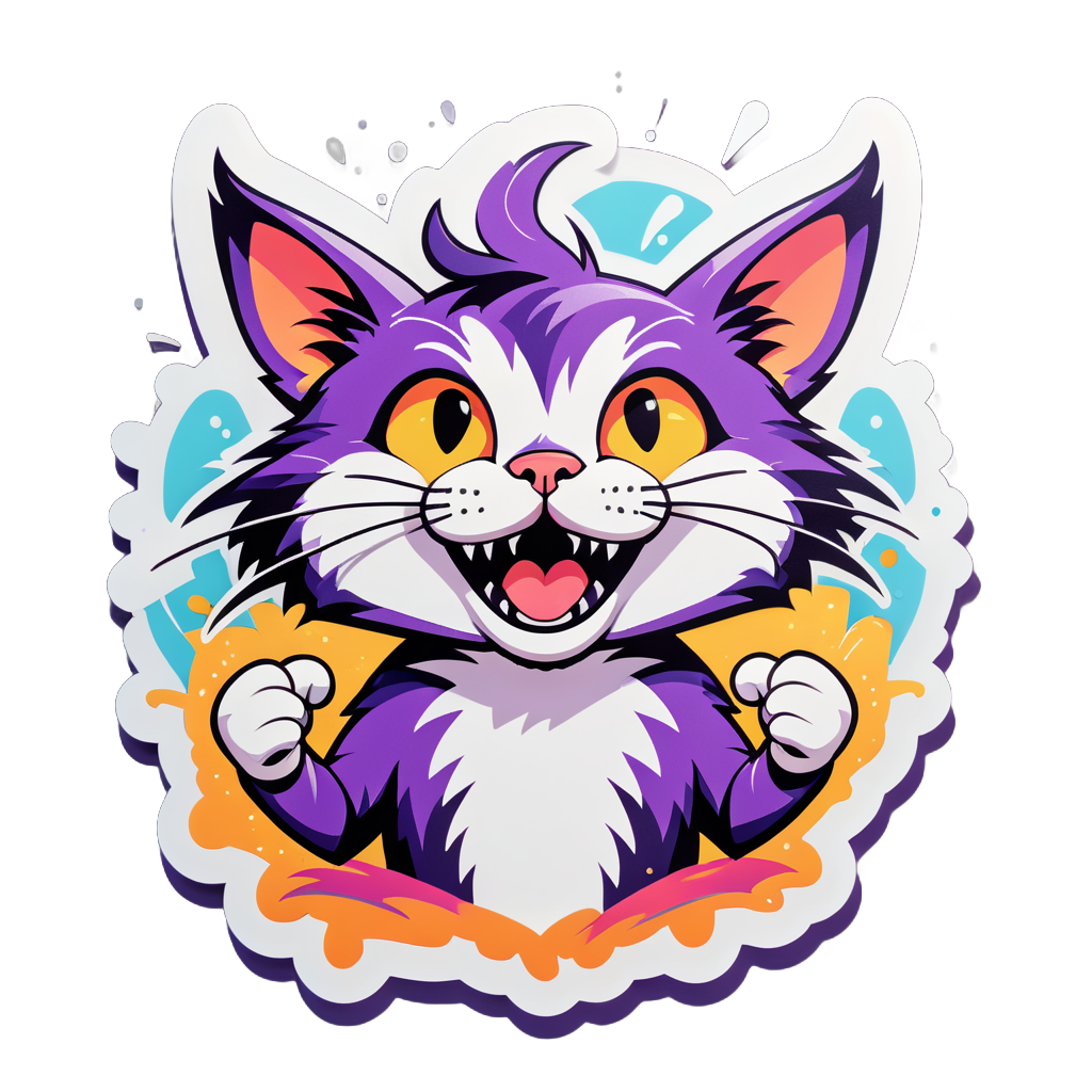 I made an AI sticker of crazy cat