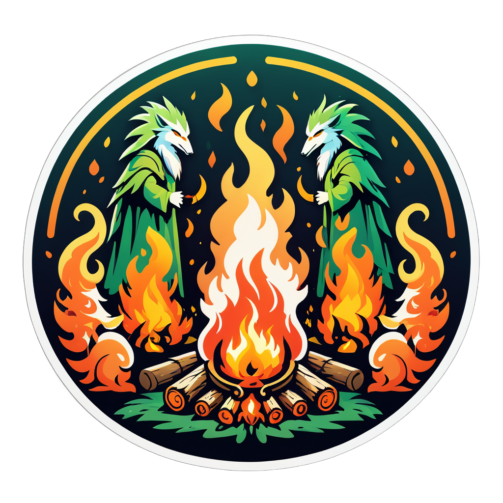 I made an AI sticker of druids around a fire
