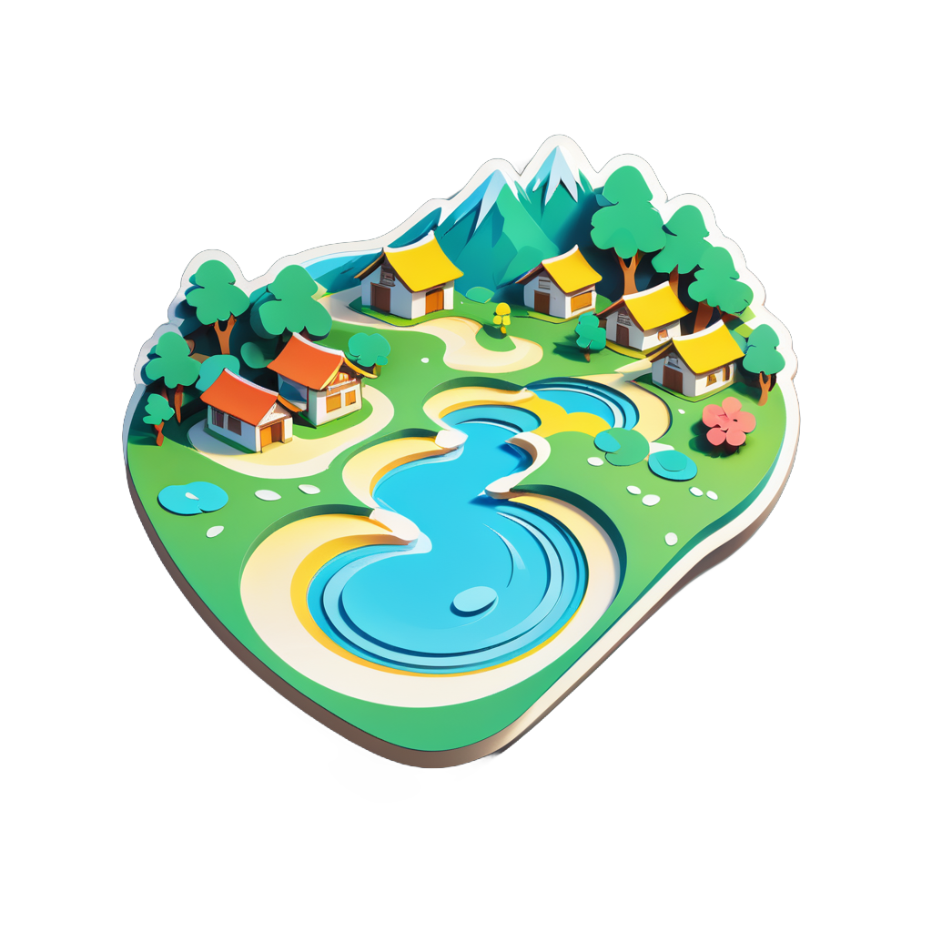 I made an AI sticker of 3d map of Konoha village