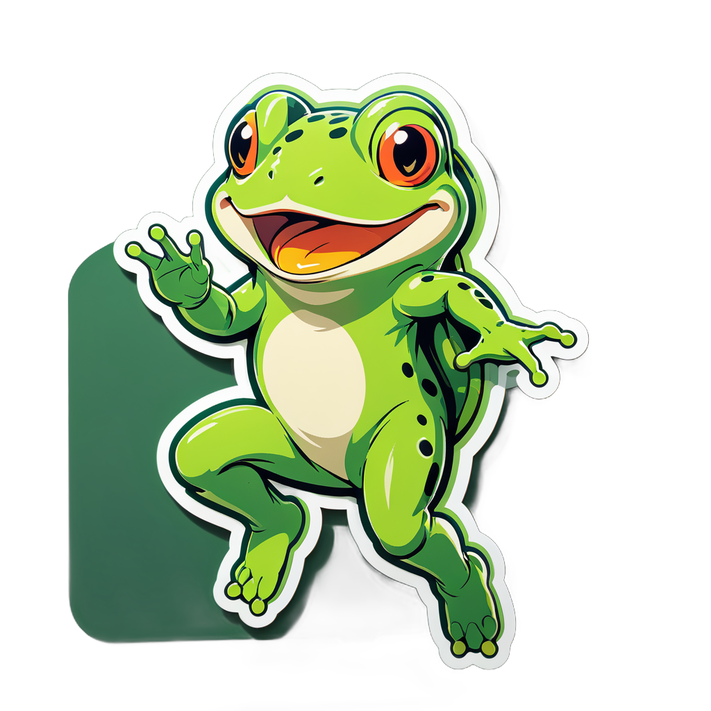 I made an AI sticker of frog running very fast