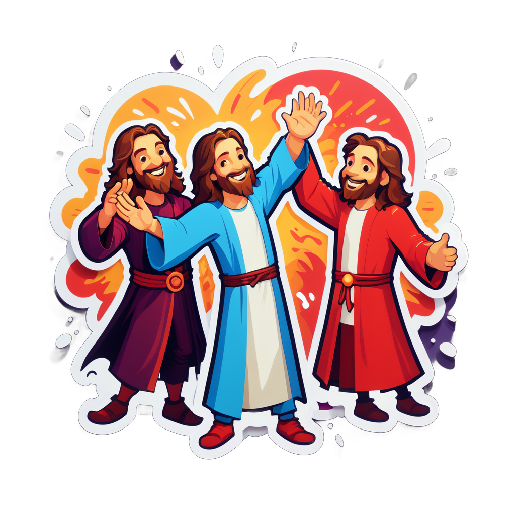 I made an AI sticker of jesus and the devil high fiving