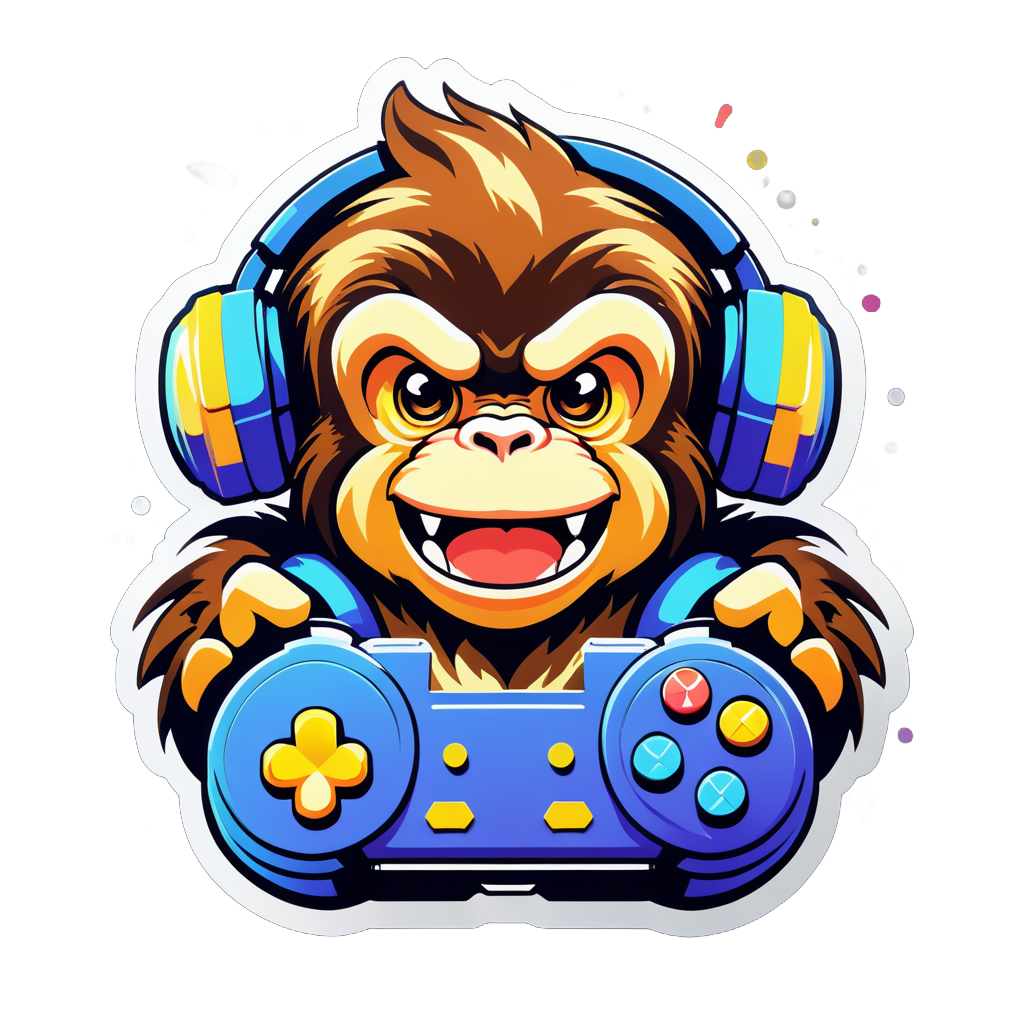 I made an AI sticker of A monkey gamer