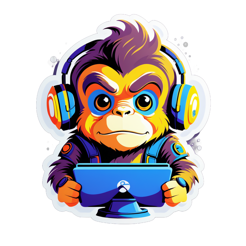 I made an AI sticker of Monkey PC gamer