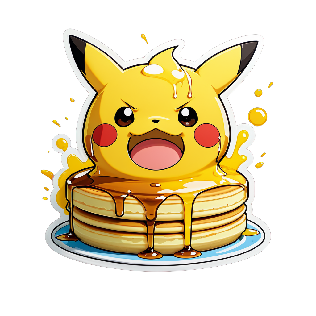 I made an AI sticker of pikachu crying syrup onto a pancake