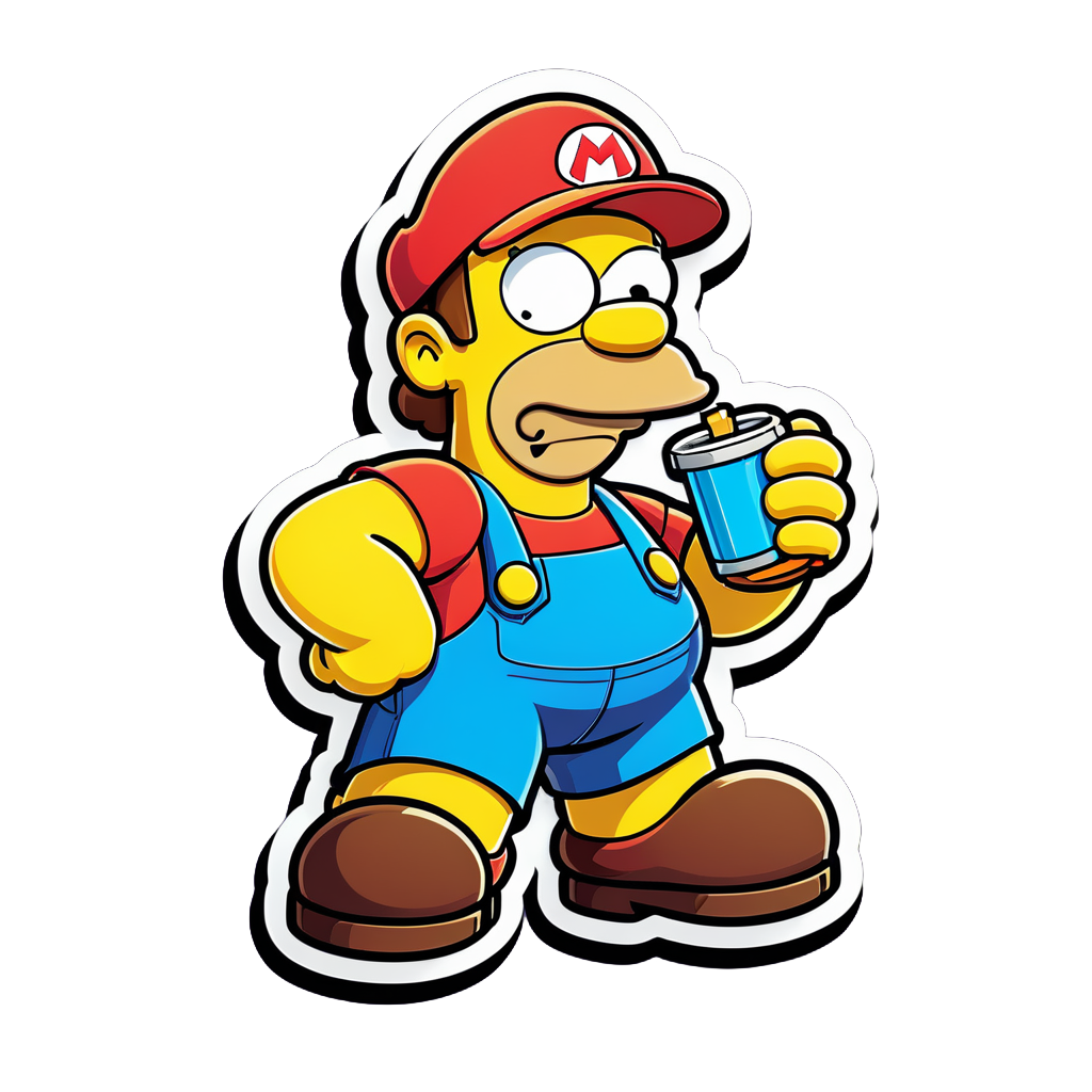 I made an AI sticker of Homer simpsons as mario bros