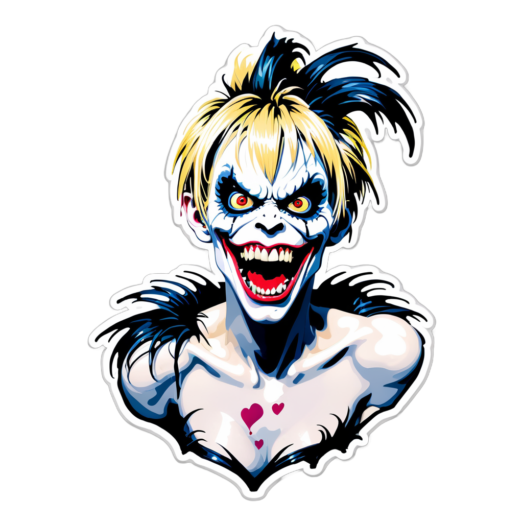 I made an AI sticker of photorealistic Courtney love fancy dress as ryuk