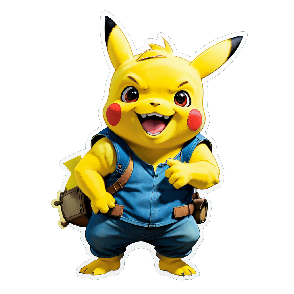 I made an AI sticker of Pikachu if he was in the movie Shrek