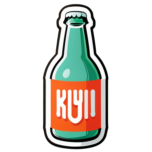 I made an AI sticker of There is a logo of "KEYI" on the glass soda bottle.
