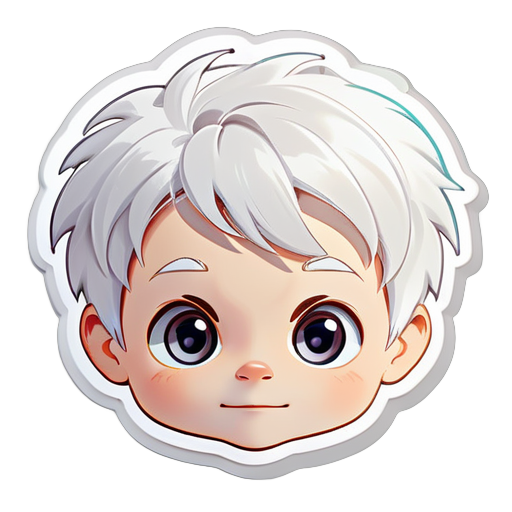 I made an AI sticker of White haired little boy