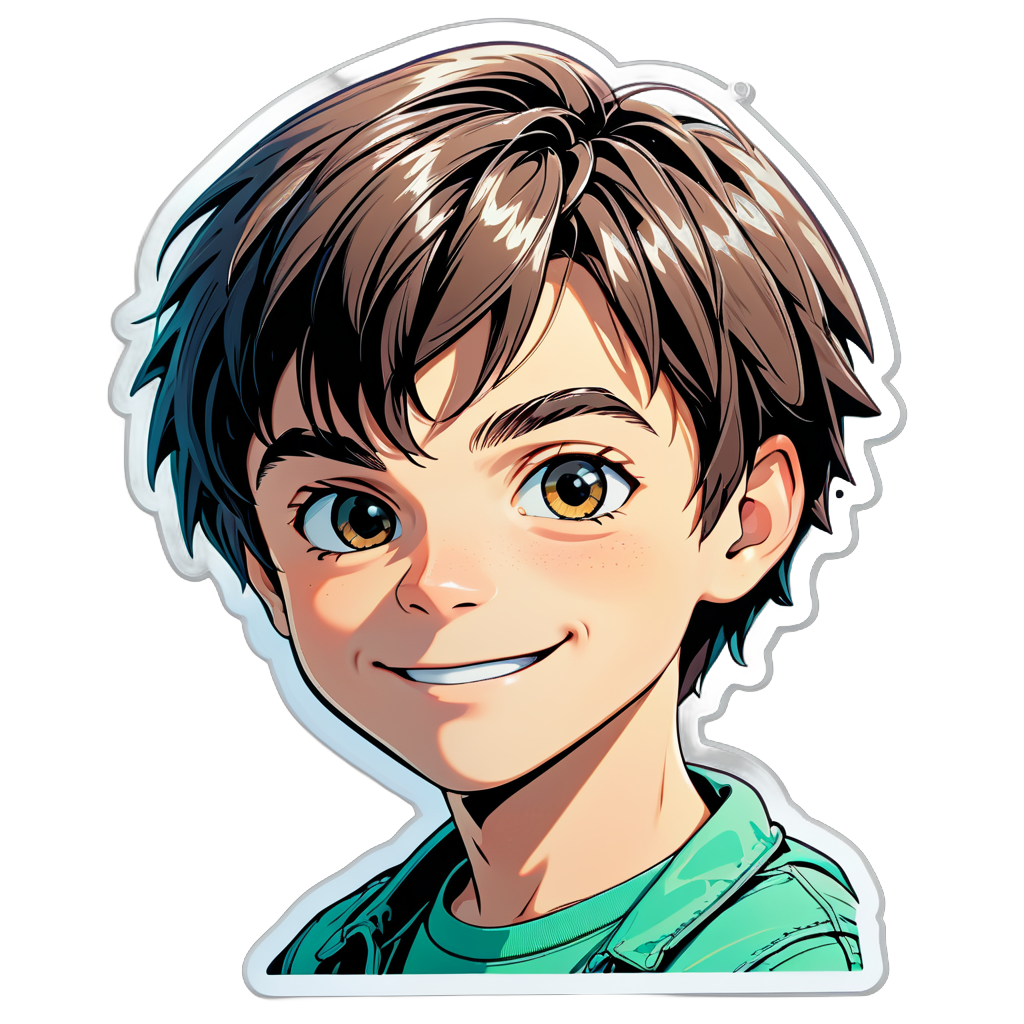 I made an AI sticker of young short hair leonardo smirk