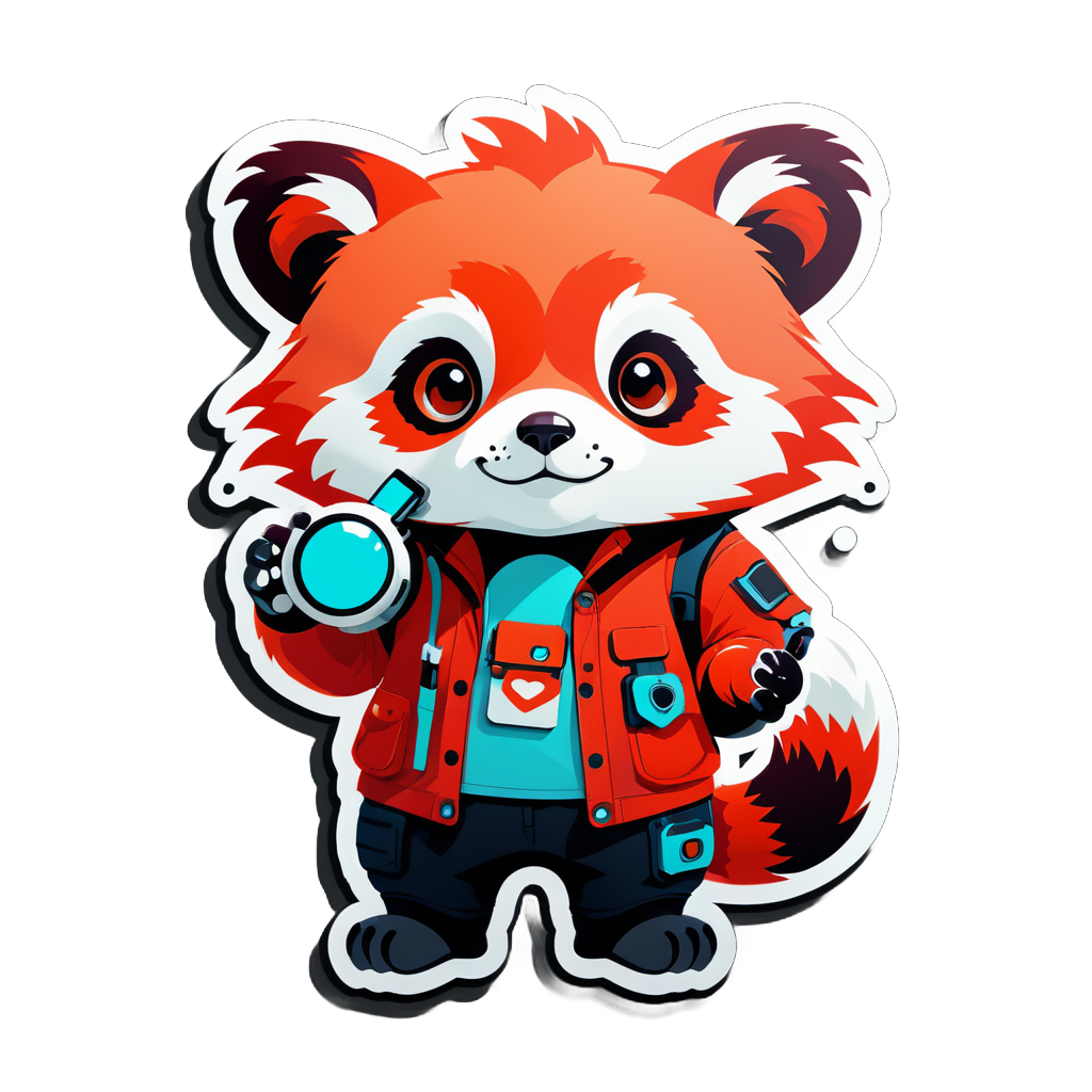 I made an AI sticker of red panda who works in tech