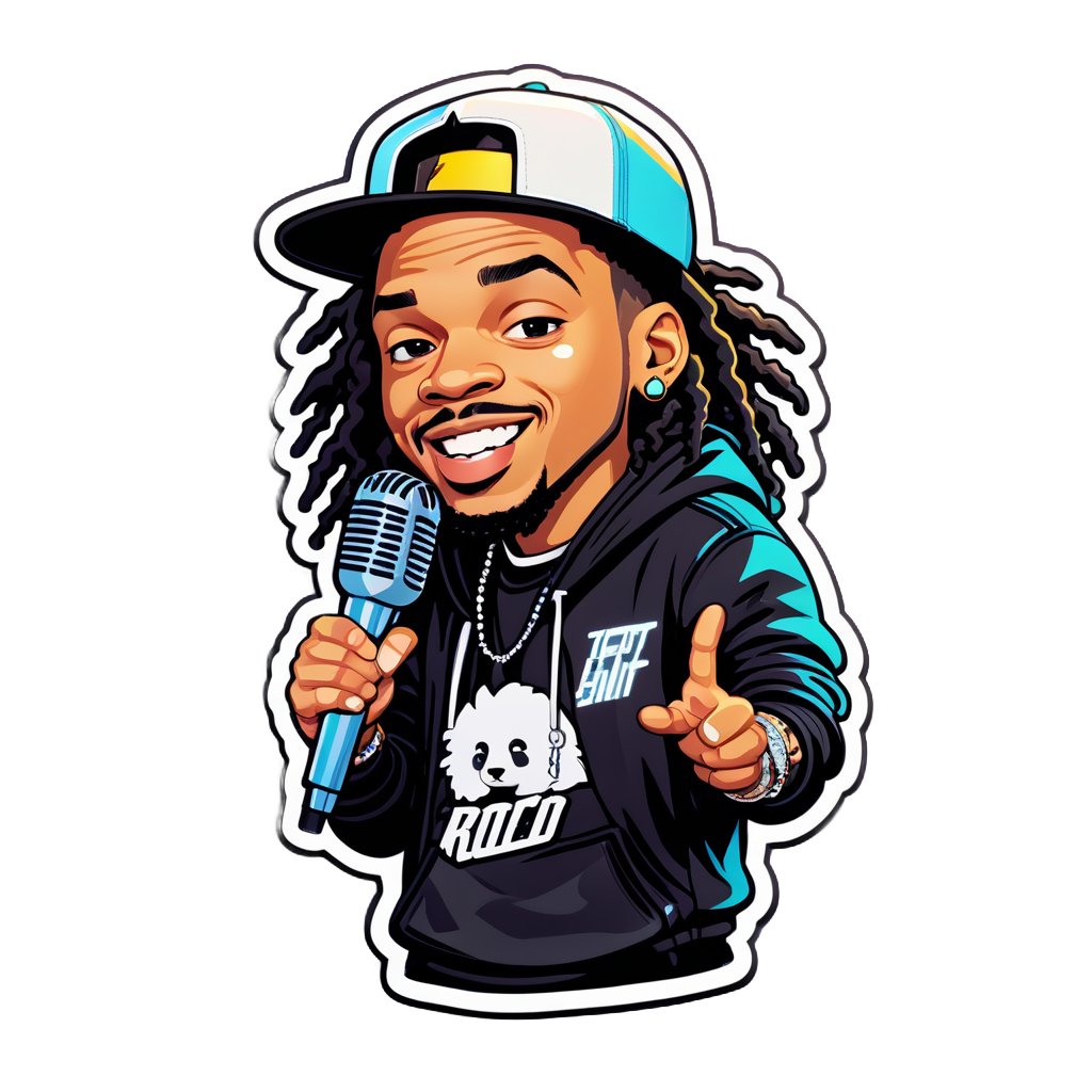 I made an AI sticker of rapper Russ singing holding a Microphone