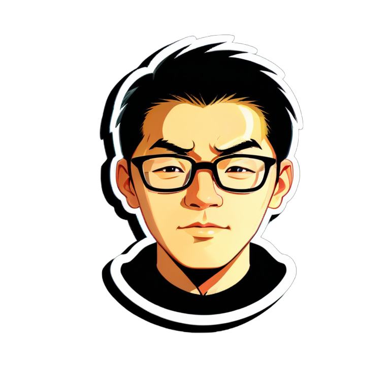 I made an AI sticker of A young Chinese man with glasses