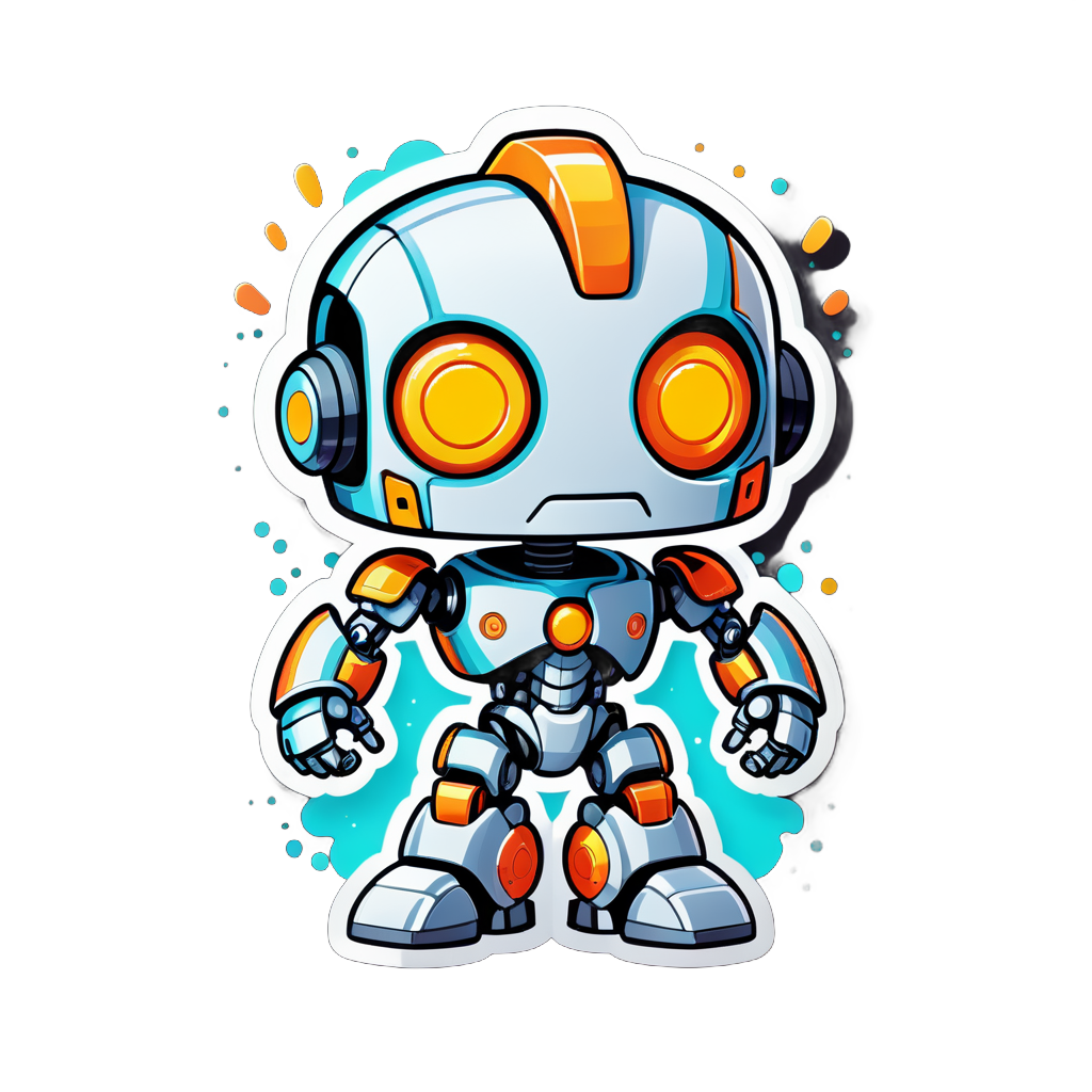 I made an AI sticker of cyborg cartoon robot