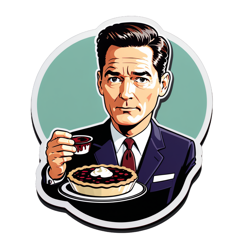 I made an AI sticker of Special Agent Dale Cooper inspecting pie