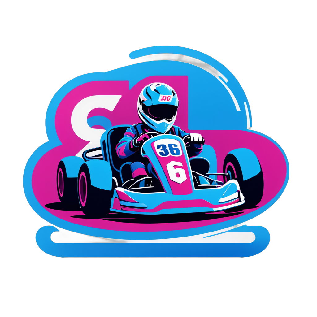 I made an AI sticker of karting go kart blue in colour with magenta ...