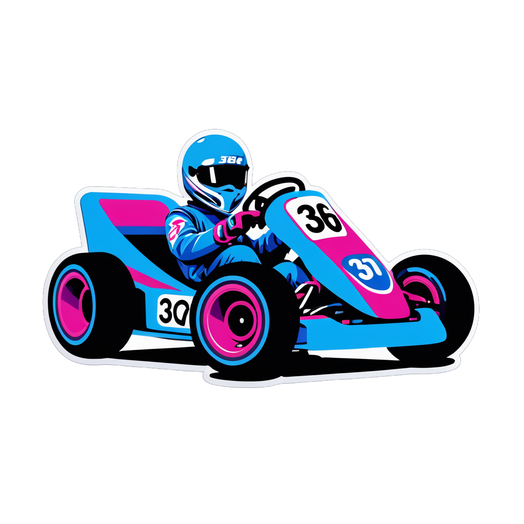 I made an AI sticker of karting go kart blue in colour with magenta ...