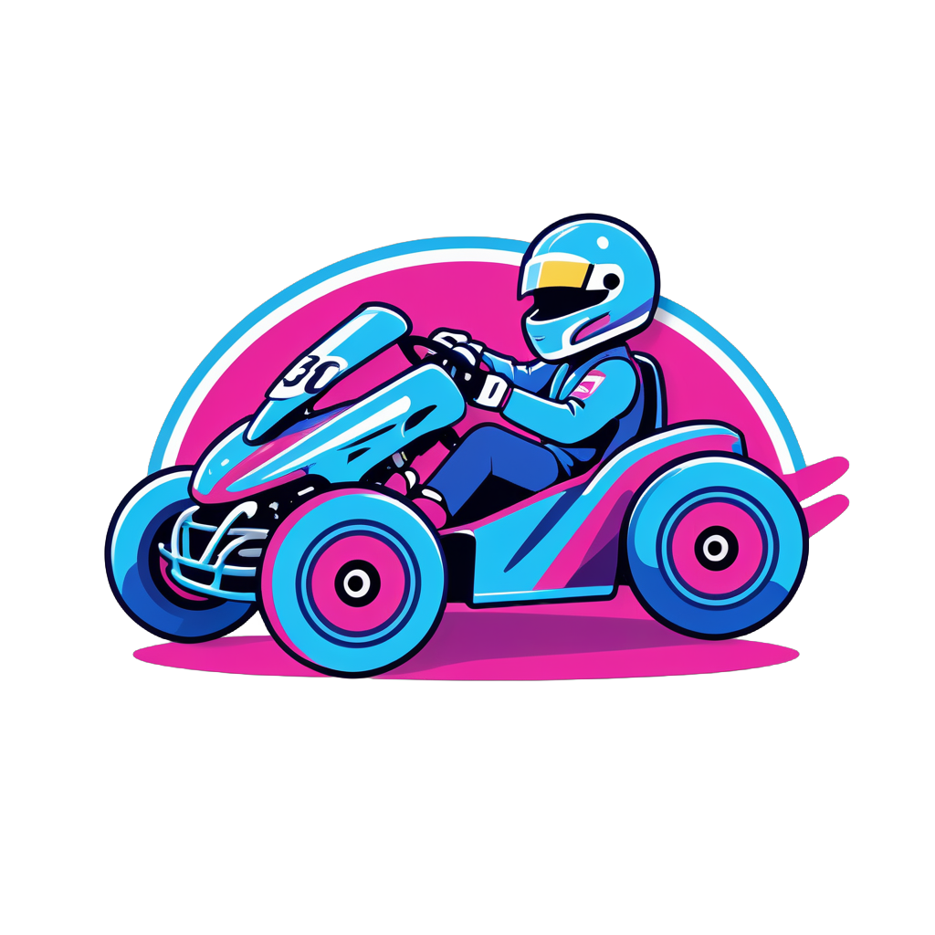 I made an AI sticker of karting go kart blue in colour with magenta ...