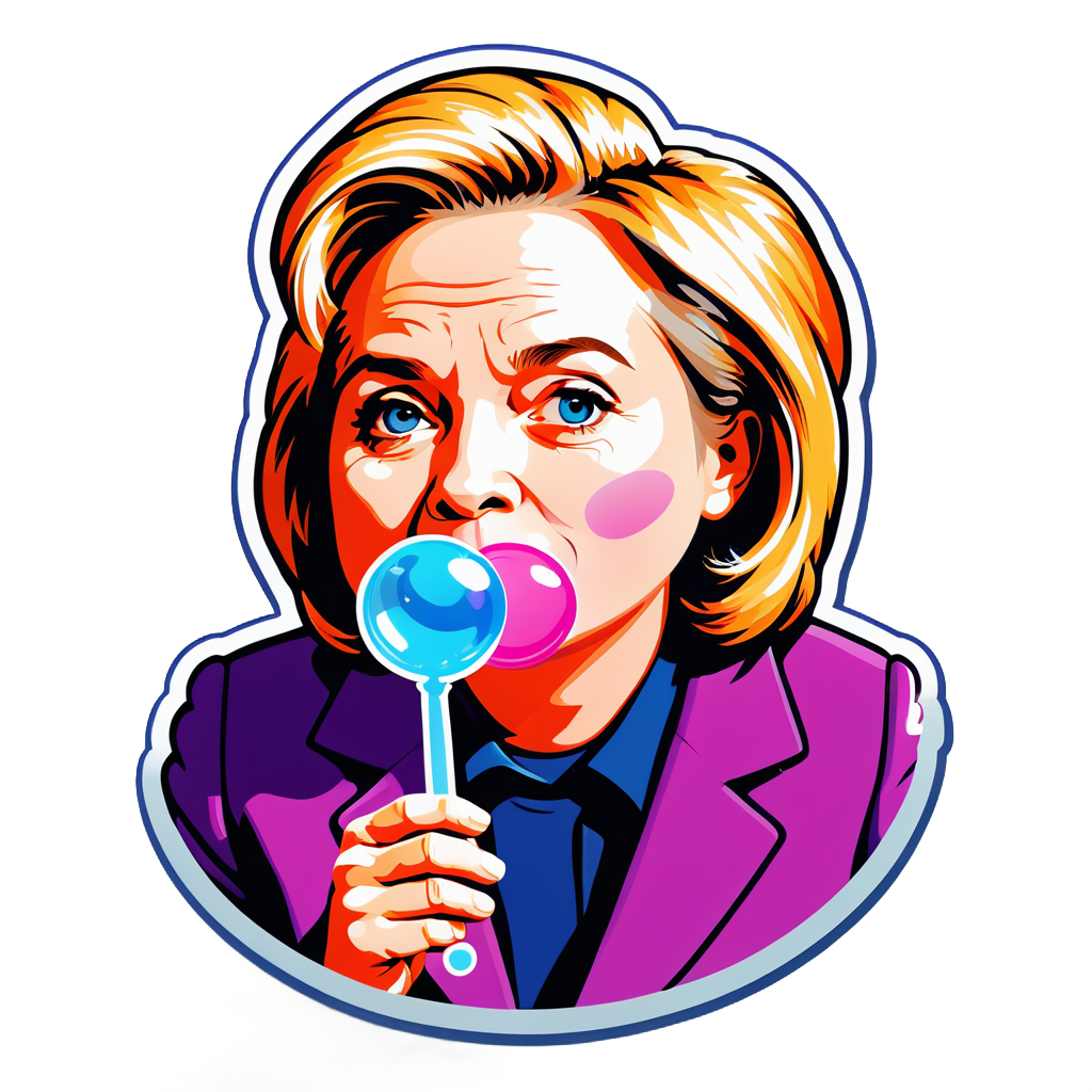 I made an AI sticker of hillary clinton blowing a bubble