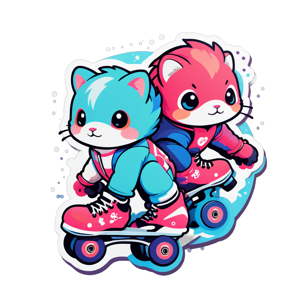 I made an AI sticker of Small animals in inline skates