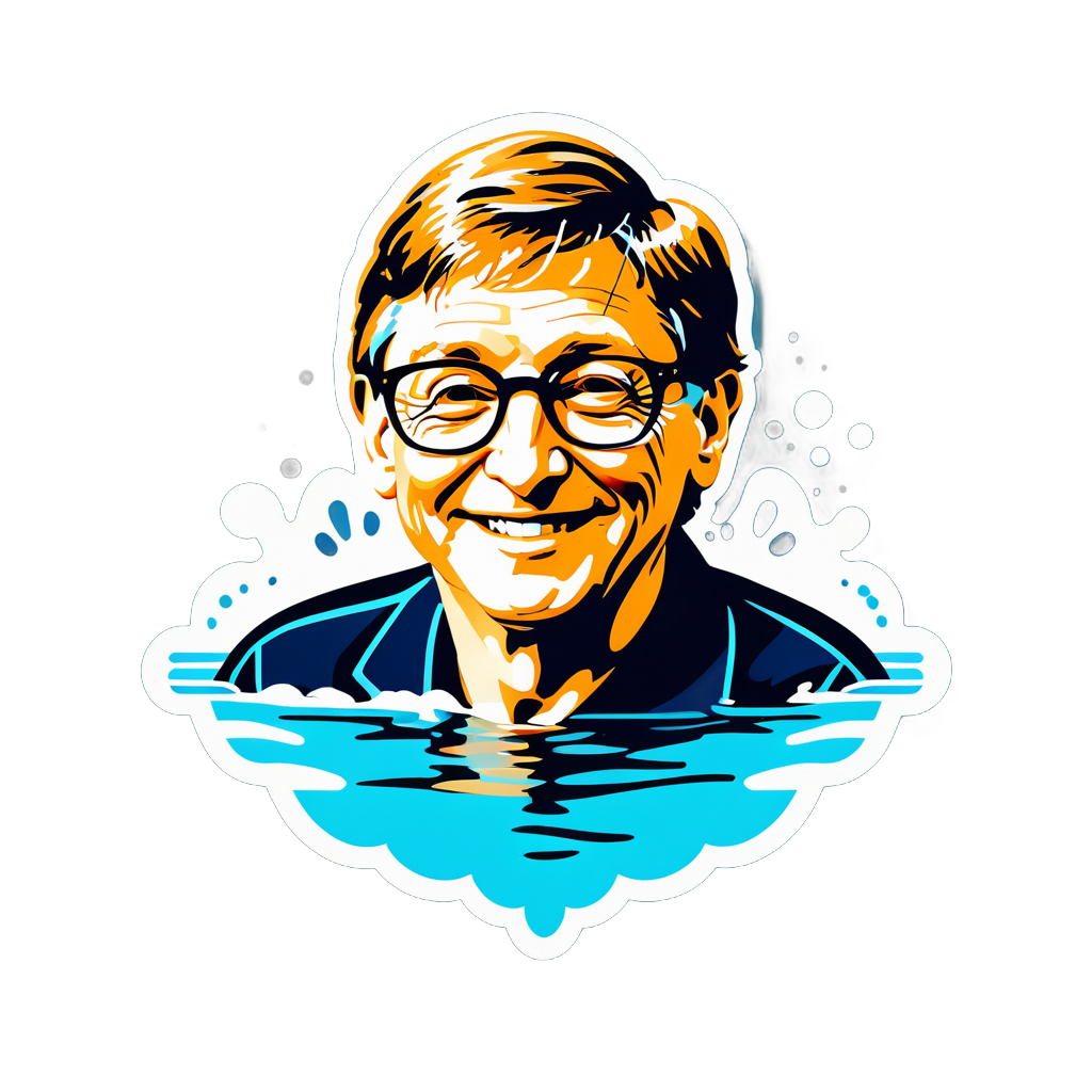 I made an AI sticker of Bill gates swimming breaststroke in swimming pool