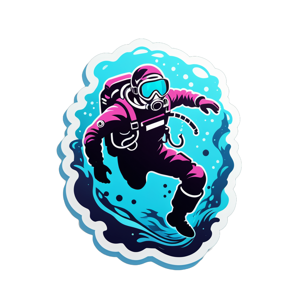 I made an AI sticker of A scuba diver moving underwater