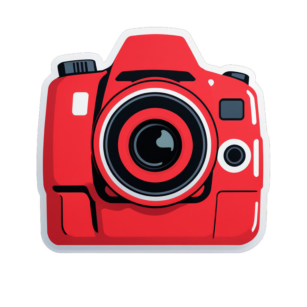 I made an AI sticker of Cute DSLR camera red