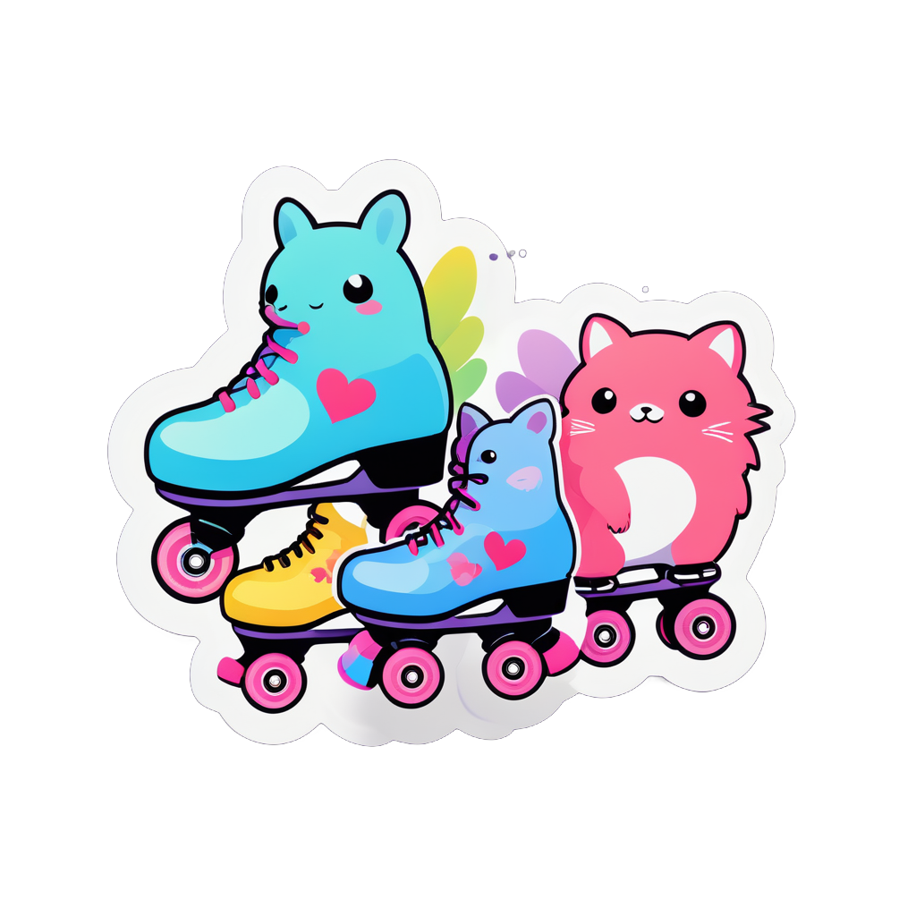 I made an AI sticker of Small animals in inline skates