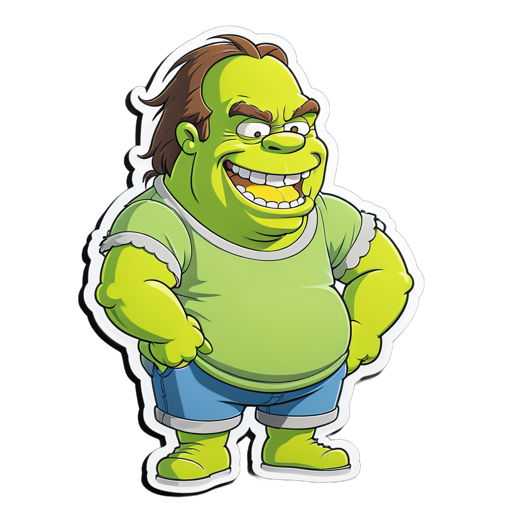 I made an AI sticker of Shrek as a Simpsons character